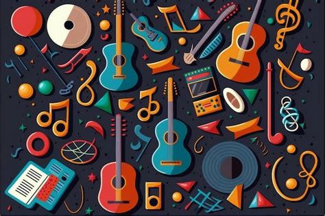 Premium Photo Musical Seamless With Different Instrument Objects