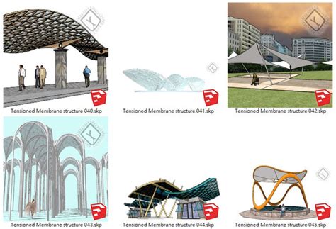 【sketchup 3d Models】20 Types Of Tensioned Membrane Structure Sketchup