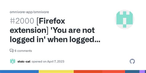 Firefox Extension You Are Not Logged In When Logged In To Onminvore On A Firefox Multi