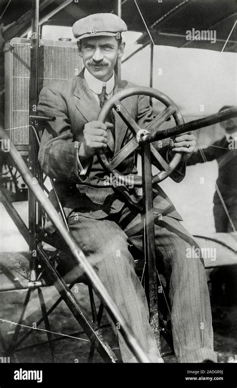 Glenn Hammond Curtiss 1878 1930 Us Aviator At The Wheel Of His Biplane Curtiss Began His