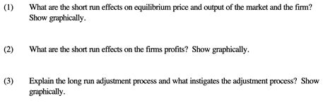 Solved 1 What Are The Short Run Effects On Equilibrium