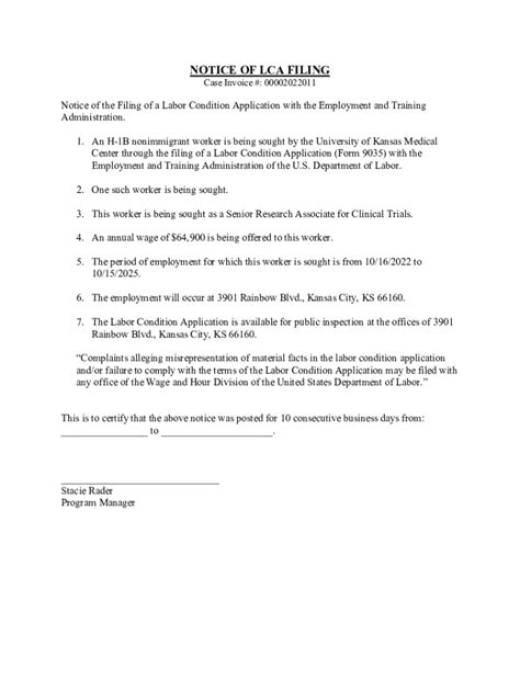 Fillable Online Labor Condition Application Lca Specialty
