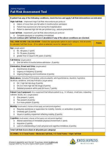 Fall Risk Assessment Tool Pdf Risk Medicine