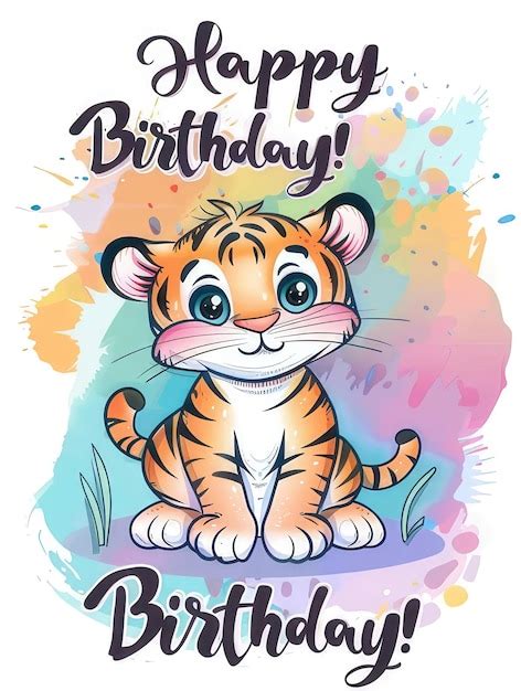 A Tiger Birthday Card For A Birthday Card Premium Ai Generated Image
