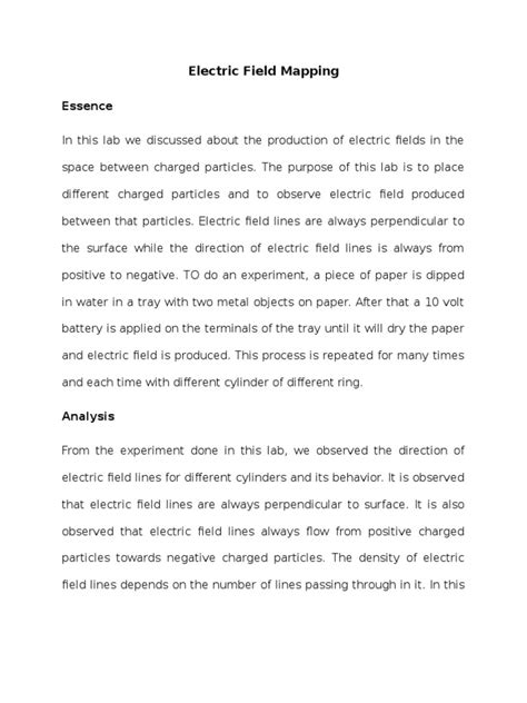 Lab 2 Electric Field Mapping Pdf Electric Field Electricity