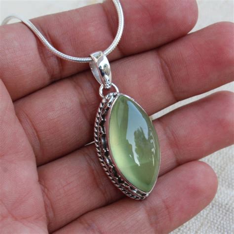 Prehnite Necklace Sterling Silver Jewelry T For Her Natural Green