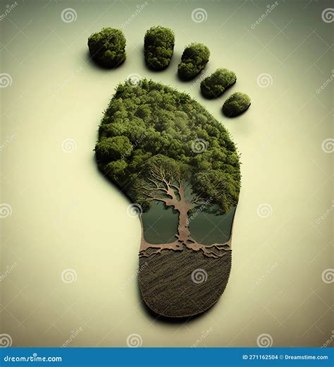 Earth Day Carbon Footprint Visualization With Tree And Earth Stock