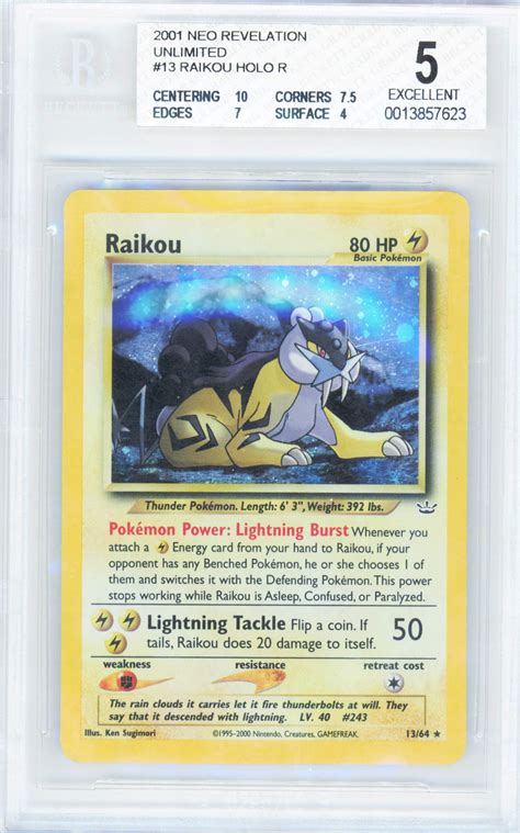 Pokemon Raikou 1364 Holo Pokemon Neo Revelation 2001 Beckett Bgs 5