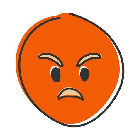 Cara Enojada Roja Emoji Emoticon Lindo Aislado Emoticon De Estilo Plano