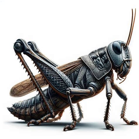 A Detailed Illustration Of A Grasshopper With Textured Body And