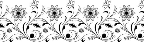 Black And White Floral Border Pattern With Flowers And Leaves 67967652