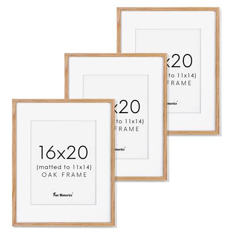 16x20 Picture Frame Solid Oak Wood 3 Pack Rustic Wood Frame 16 X 20 Matted To 11x14 16x20