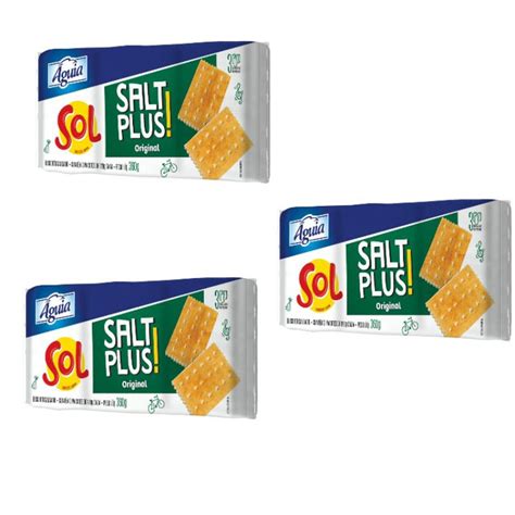 Kit 3 Biscoito Sol Salt Plus Original 360g Shopee Brasil