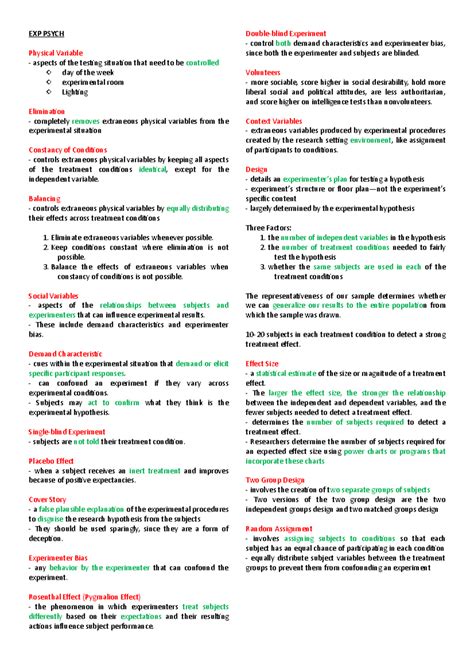 Exp Psych Reviewer Exp Psych Physical Variable Aspects Of The Testing Situation That Need