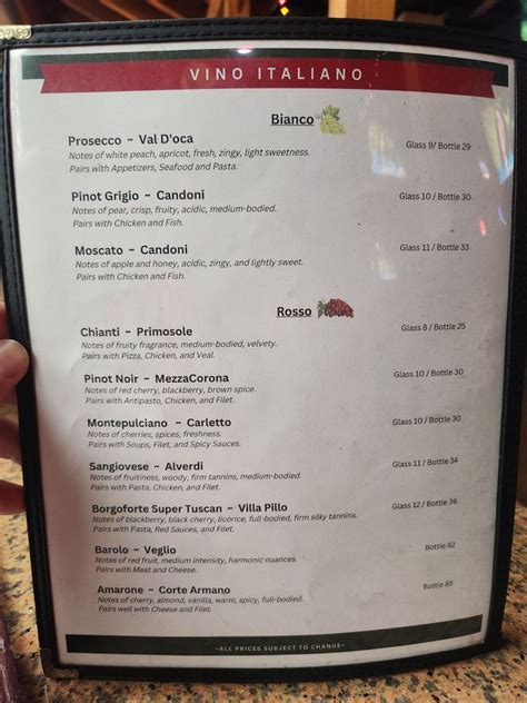 Baci Italian Bistro Menu Full Menu Update 2025