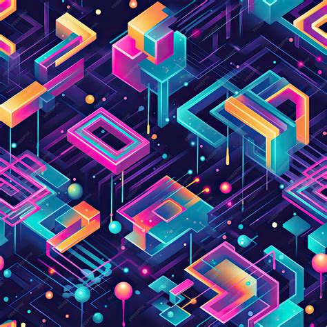 Patterns With A Retro Futuristic Aesthetic And Holographic Elements