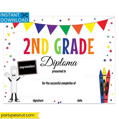 2nd Grade Diploma 2nd Grade Certificate School Printables 2nd Grade