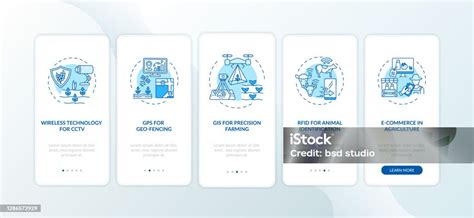 개념이 있는 모바일 앱 페이지 화면 온보딩 농업의 정보 기술 개념에 대한 스톡 벡터 아트 및 기타 이미지 개념 그래픽 사용자 인터페이스 농업 Istock
