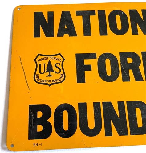 Original National Forest Boundary Dept Agriculture Metal Sign C1954