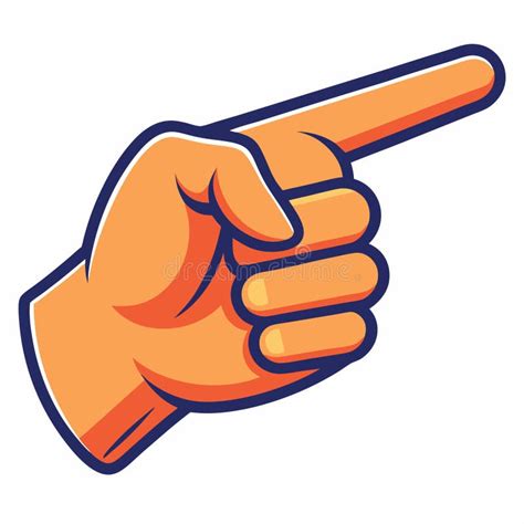 Orange Pointing Hand Cartoon Style Direction Indicator Guidance
