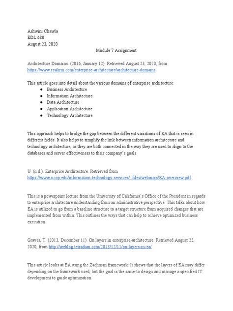 Edl 680 Module 7 Assignment Pdf Enterprise Architecture Systems