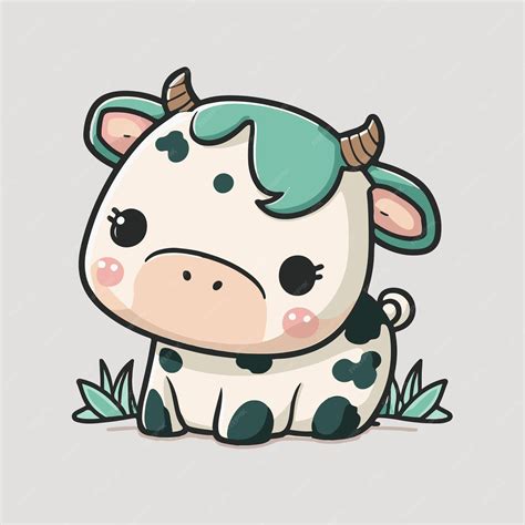 Premium Vector Cute Chibi Cow Kawaii Illustration