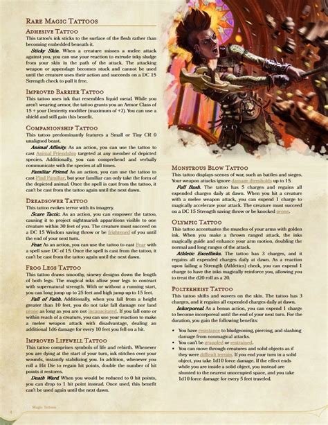 Magic Tattoos For Dnd 5e Artofit