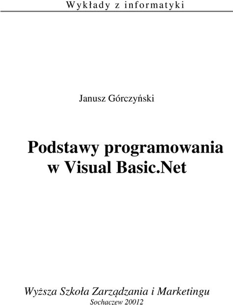 podstawy programowania w visual basic pdf free download