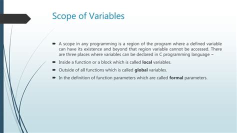 Scope Rules Local And Global Variables Pptx