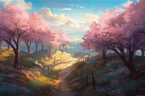 樱花美景插画图片下载 正版图片402438603 摄图网