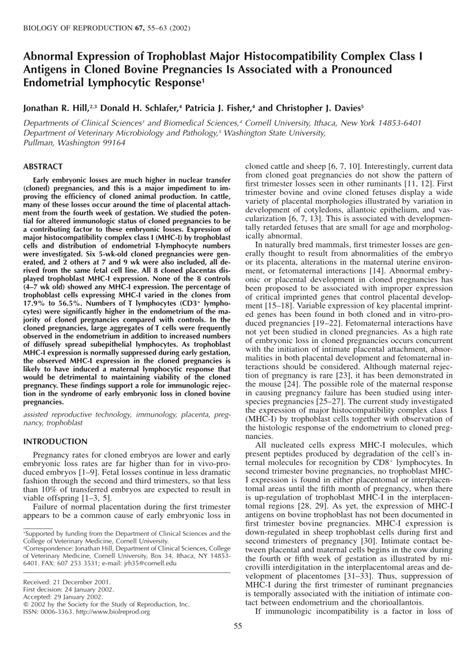 Pdf Abnormal Expression Of Trophoblast Major Histocompatibility Complex Class I Antigens In