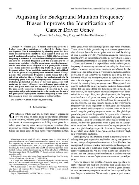Pdf Adjusting For Background Mutation Frequency Biases Improves The