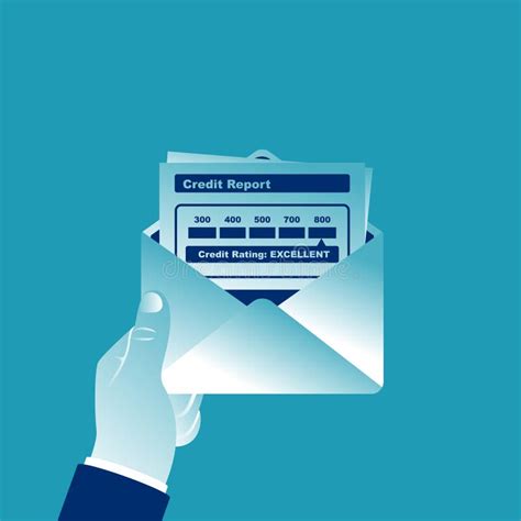 Credit Report A Man Holds An Envelope With A Credit Report Document Stock Vector Illustration