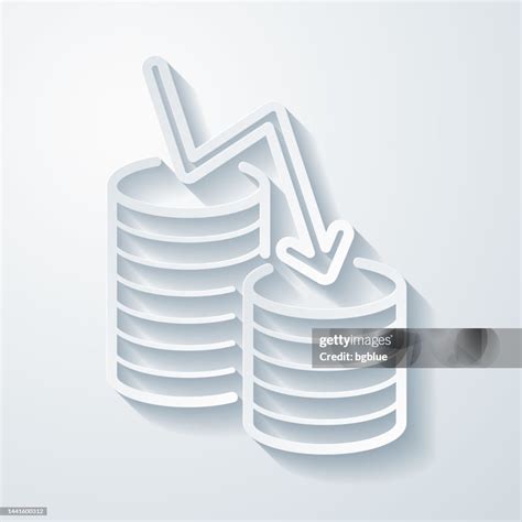 Money Decrease Icon With Paper Cut Effect On Blank Background High Res