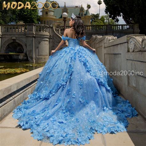Mexican Dusty Blue Quinceanera Dress With 3d Floral Applique Etsy Artofit
