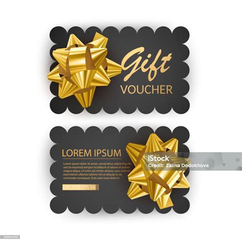기프트 바우처 카드 템플릿 광고 또는 판매 세트 현실적인 황금 활 일러스트 벡터 Eps 10 템플릿 0명에 대한 스톡 벡터 아트 및 기타 이미지 Istock