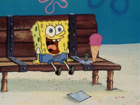Original Spongebob Animation Cel Background Park Bench