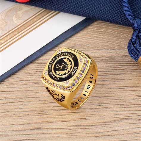 Personalized Engraving University Graduation Signet Ring Custom