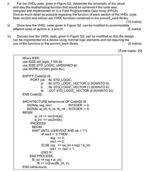 I For The VHDL Code Given In Figure Q Determine Chegg Com