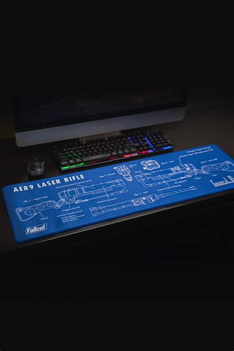Fallout Laser Rifle Schematics Oversized Mouse Pad Bethesda International Gear Store