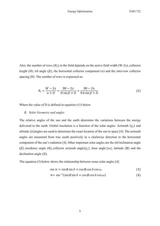 An Optimal Design For Maximum Power Production From A Solar Field Installed With Stationary