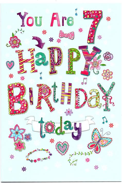 Birthday Card For Seven 7 Year Old Girl Free Post Uk