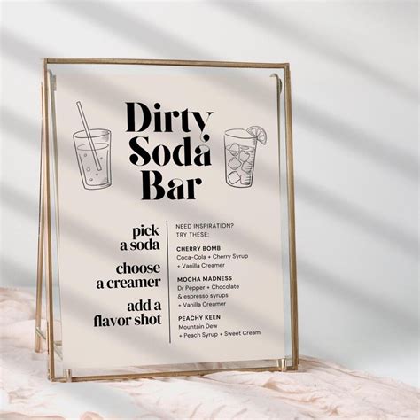 Dirty Soda Printable Dirty Soda Menu Graduation Soda Bar Menu Dirty