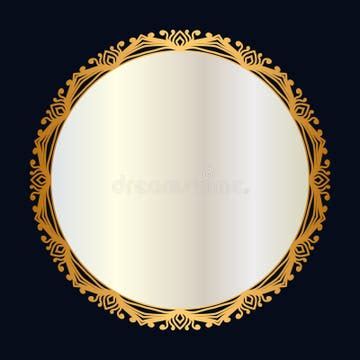Gold Circle Line Ring Frame Border Design Stock Vector Illustration