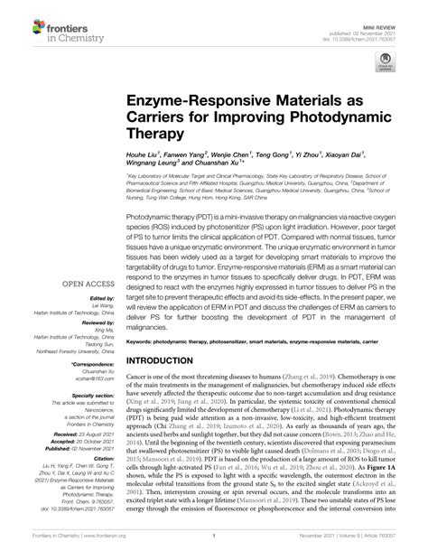 Pdf Enzyme Responsive Materials As Carriers For Improving