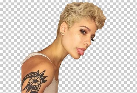 Halsey Pixie Cut Blond Blue Hair Hairstyle Png Clipart Arm Badlands Bangs Blond Blue Hair