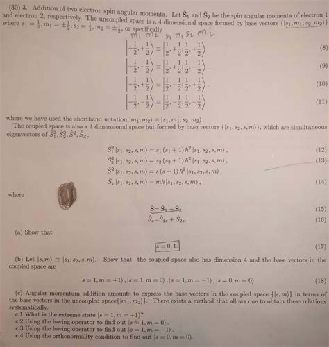 solved 30 3 addition of two electron spin angular