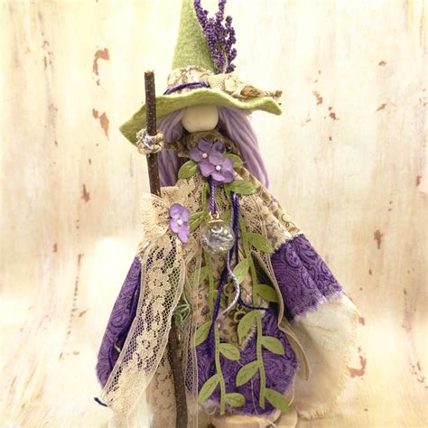 Handmade Lavender Witch Doll Amethyst Accents Folk Art Figurine Etsy