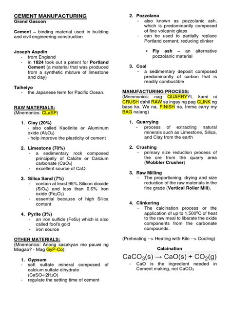 Cement Notes 2nd Le Che 145 Pdf Cement Building Materials