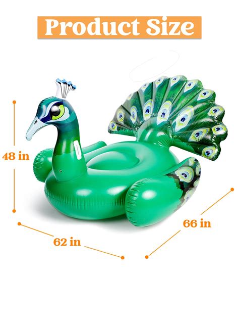 Inflatable Peacock Pool Float Giant Green Peacock Ride